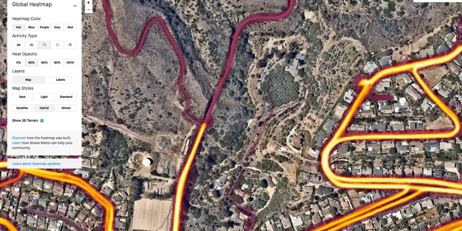 Strava updates their Global Heatmap with 3D Terrain