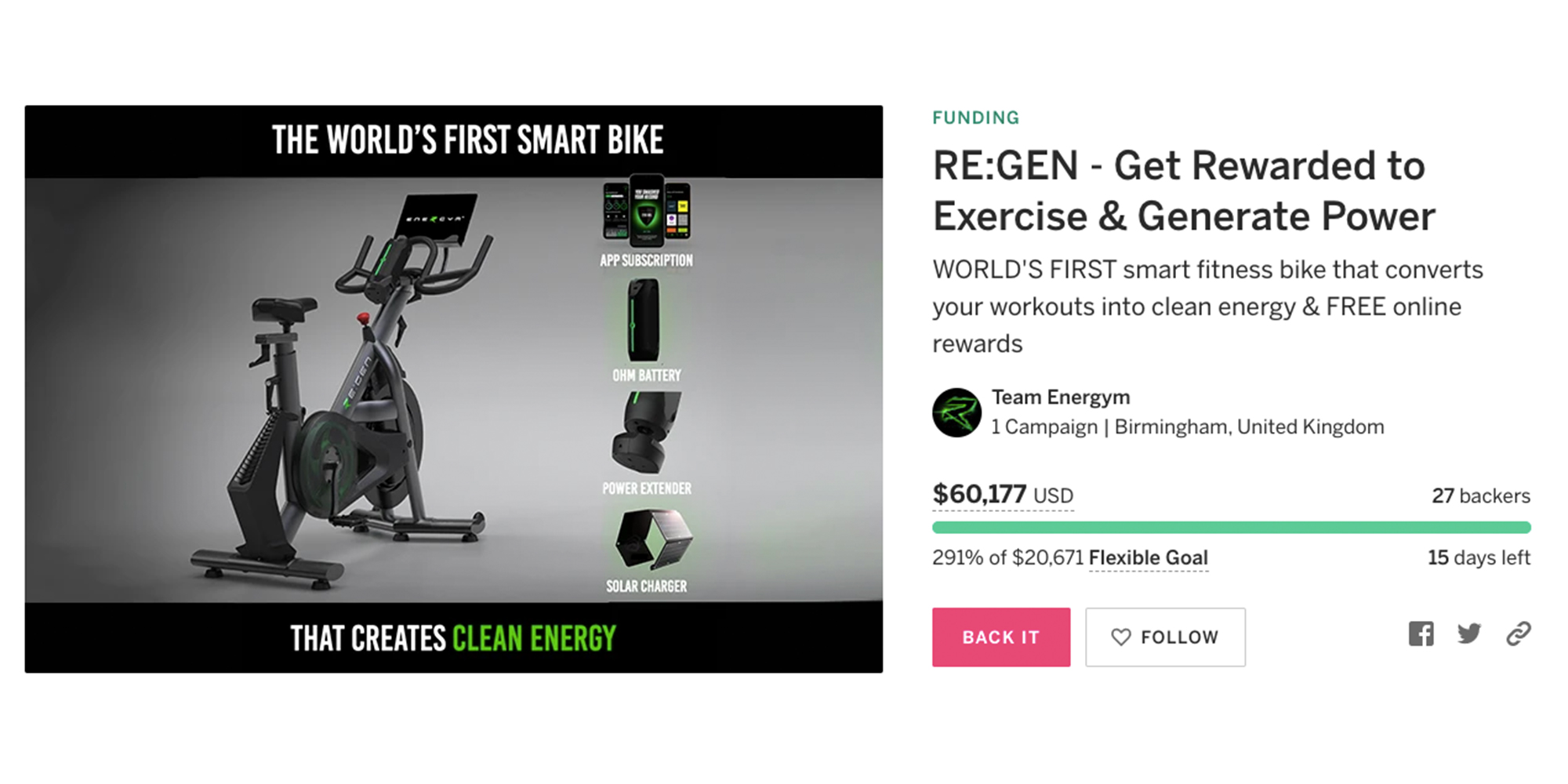 Energym has tripled its funding goal to produce its RE:GEN smart bike ...